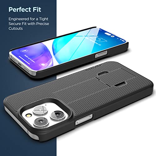 Encased DuraClip Holster Designed for iPhone 14 PRO Case with Belt Clip and Kickstand (Matte Black)