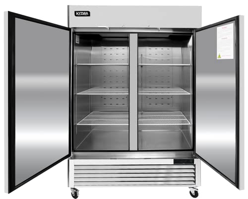 KITMA 54" Two Section Two Solid Doors Reach-in Commercial Refrigerator, 49 Cubic Feet, Automatic Defrost