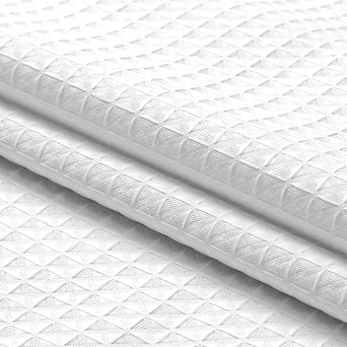 MISS SELECTEX Fabric Matt Waffle Weave Shower Curtains for Bathroom,Luxury Hotel, Waterproof 230 GSM Heavy Duty Classic Durable Fabric Bathroom Curtain Machine Washable(72Wx72H, White)