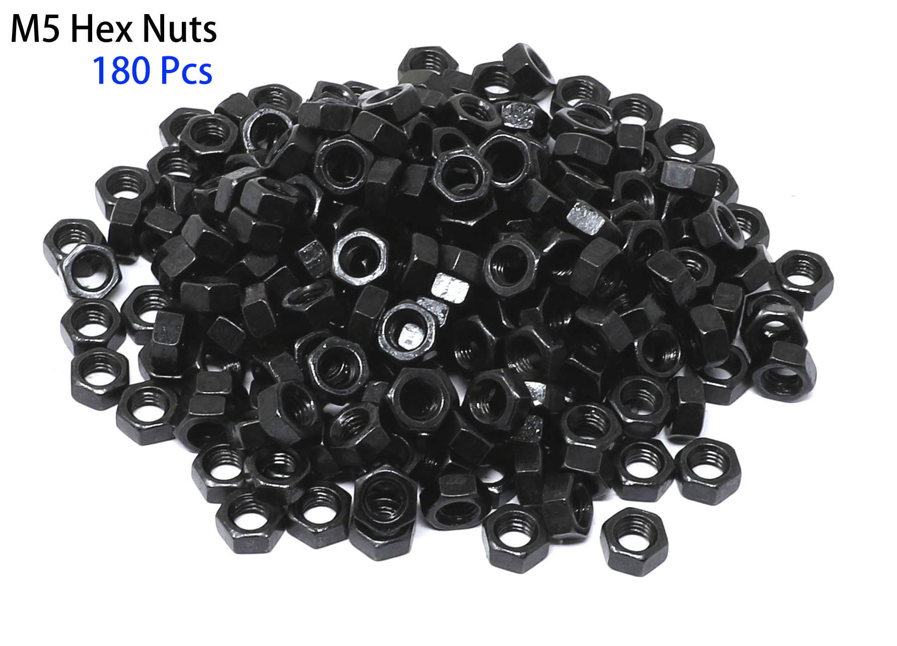 iexcell 540 Pcs M5 x 6/8/10/12/14/16/20/25/30 Alloy Steel 12.9 Grade Hex Socket Head Cap Screws Bolts Hex Nuts Washers Assortment Kit, Black Oxide Finish