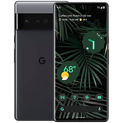 Google Pixel 6 Pro 5G (128GB, 12GB) 6.71" AMOLED 120Hz, 4K Camera (Fully Unlocked for Verizon, T-Mobile, AT&T, Global) International Model G8VOU (w/ 25W Charge Cube & Fast Wireless Charger)(Black)