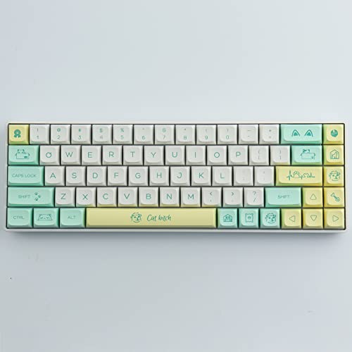 Hyekit PBT Keycaps 130 Keys Cat Keycaps Dye-Sublimation Cute Keycaps XDA Profile Custom Keycaps for Cherry Gateron MX Switches Mechanical Keyboards
