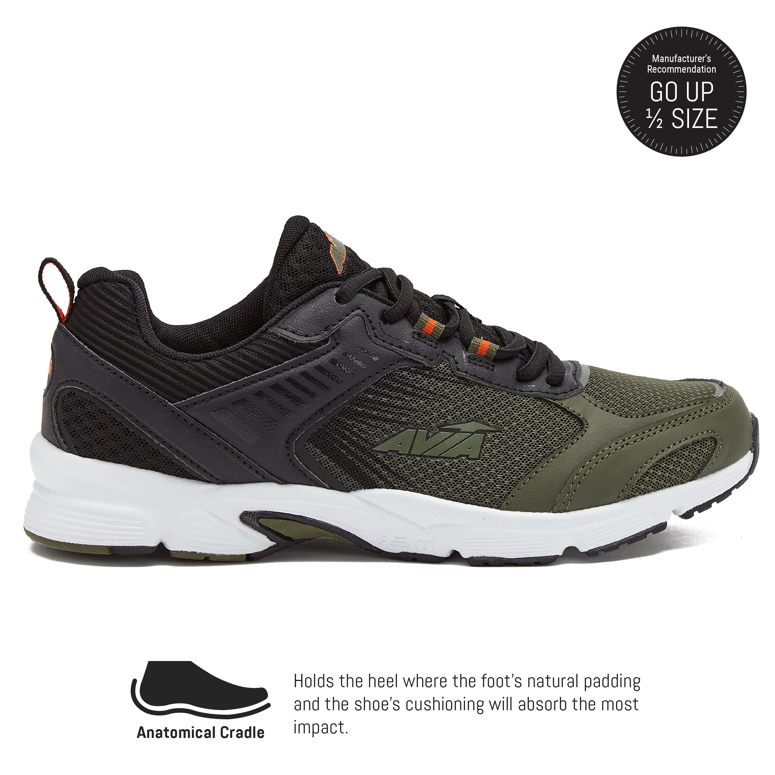 Avia Forte 2.0 Men’s Running Shoes, Lightweight Trail or Running Athletic Sneakers for Men - Black/Silver Grey, 8