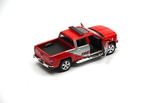 KiNSMART 2014 Chevrolet Silverado 1:46 Scale 5 Inch Police & Firefighter Pick-up Truck (2 Set)