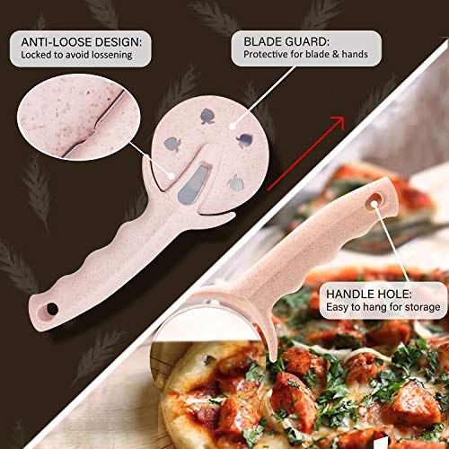 HELEERON Pizza Cutter Wheel, Stainless Steel Pizza Cutter with Cover, Super Sharp Pizza Slicer-Dishwasher safe,Smooth Rotating Pizza Wheel Safe with Healthy Material (Pink)
