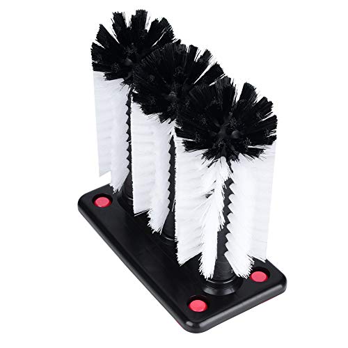 Glass Washer Brush Cleaner, 3 Brushes Bar Glass Cups Washer with Suction Cup Base Water Bottle Cleaning Brush for Bar Kitchen Sink Home Tools