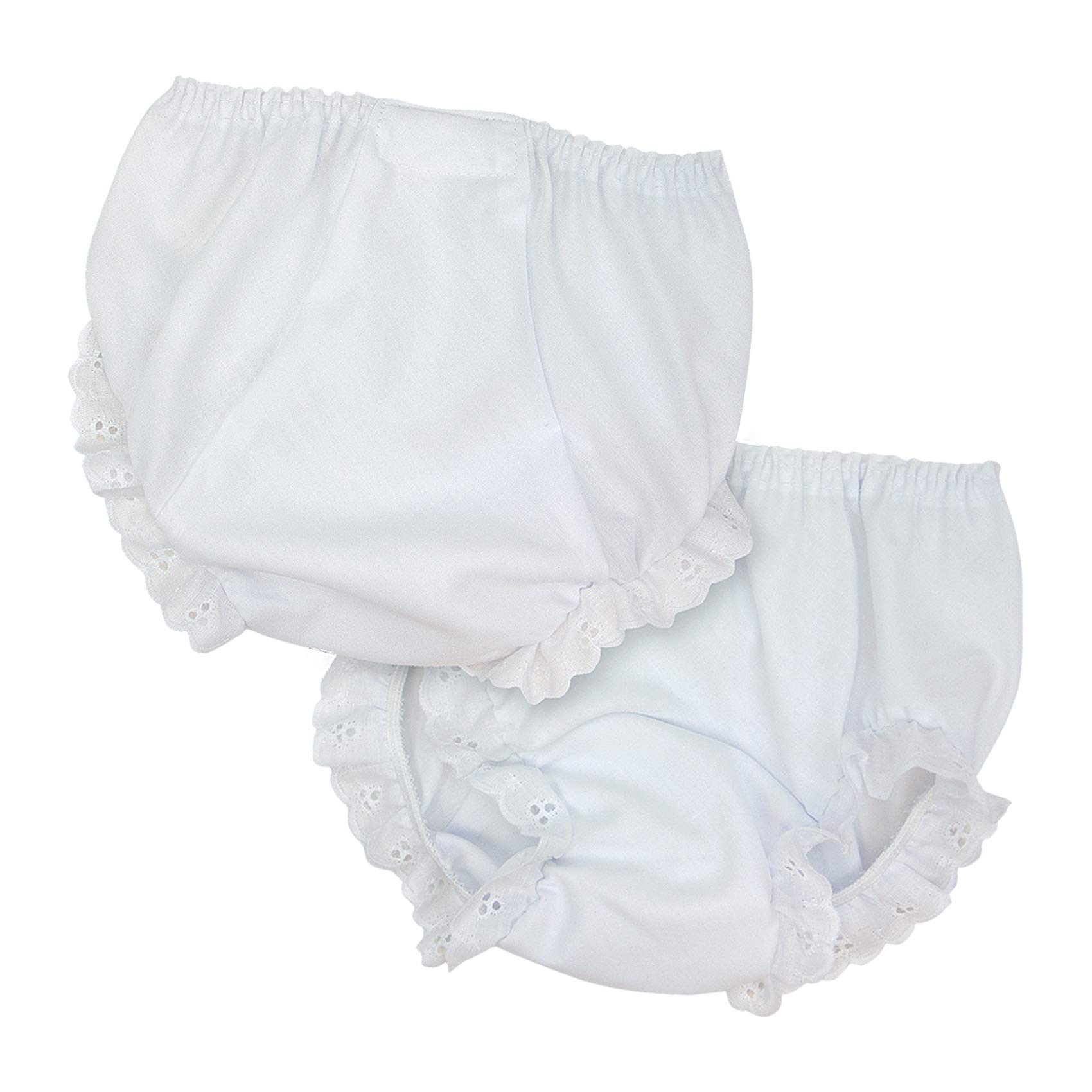 I.C. Collections Baby Girls White Double Seat Diaper Cover Bloomers, Size L