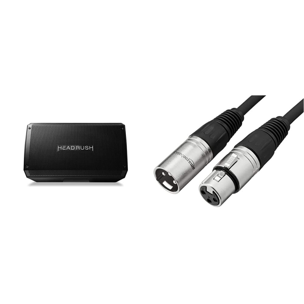 HeadRush FRFR-112 Active Full-Range Guitar Cabinet + Amazon Basics XLR Microphone Cable (10 Foot)