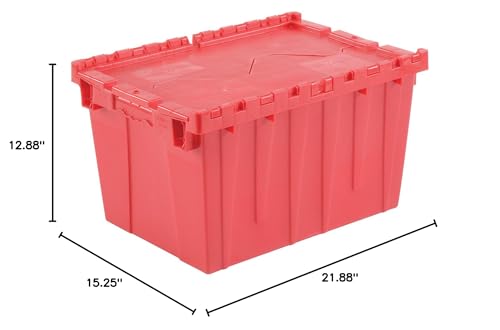 Global Industrial Red Distribution Container With Hinged Lid 21-7/8x15-1/4x12-7/8