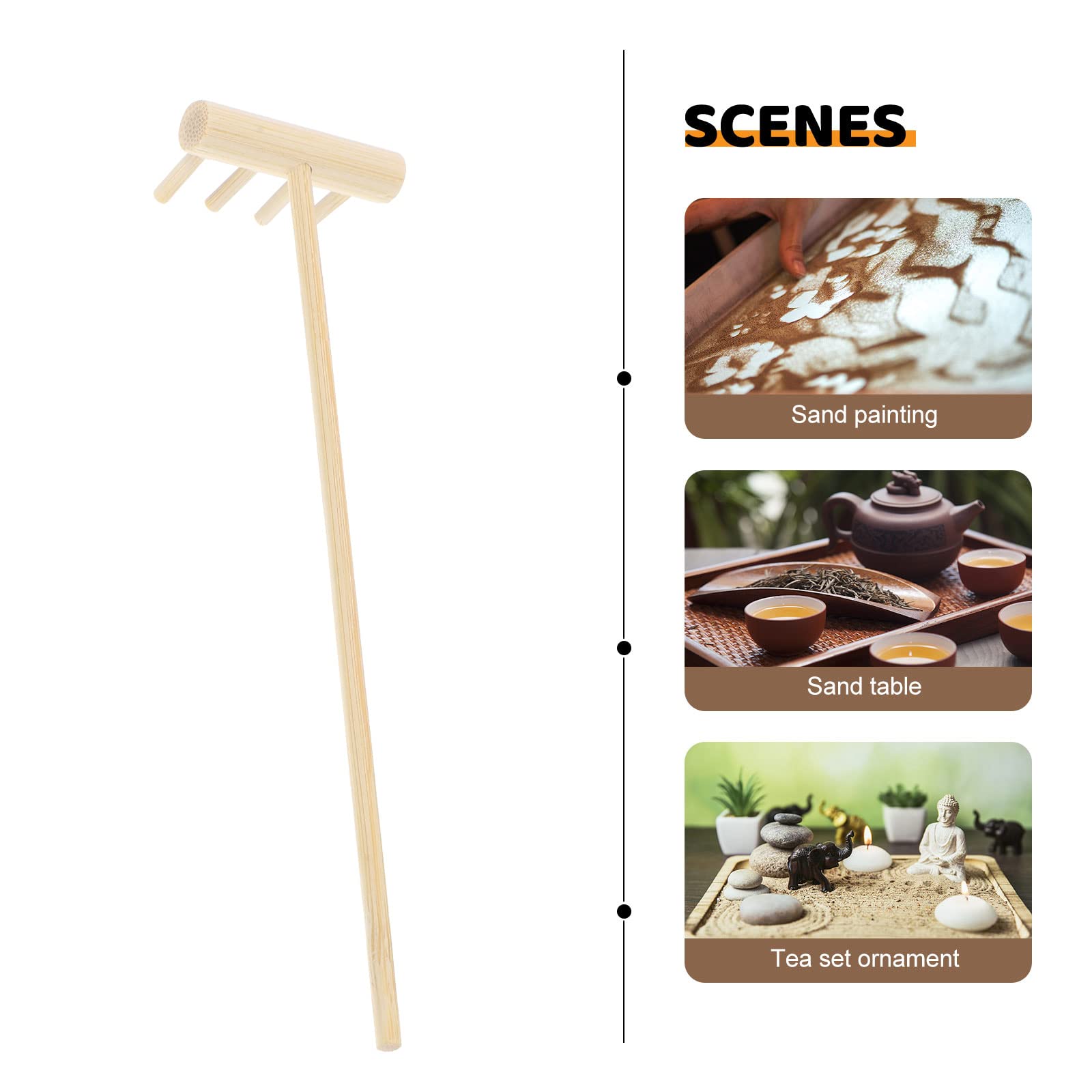 HEALLILY 8Pcs Mini Zen Sand Rakes Bamboo Rakes Tool Miniature Meditation Zen Garden Tool Feng Shui Tabletop Rock Ornament Garden Desktop Sandbox Kits 14cm x3. 5cm