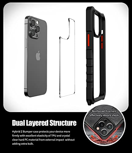 GOOSPERY Z Bumper Crossbody Compatible with iPhone 14 Pro Max Case [Strap Included] Shock Absorbing Dual Layer Structure TPU Edge Crystal Clear PC Cover with Shoulder Strap Outdoor Design, Black
