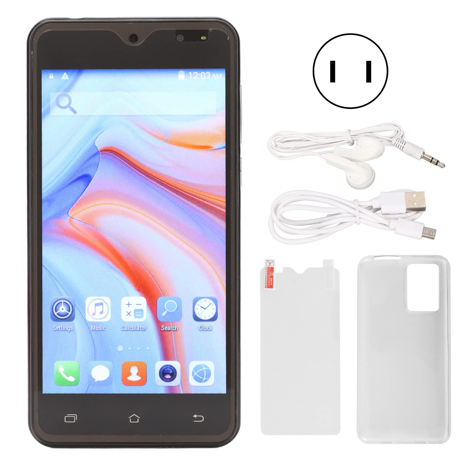 ciciglow 5in Unlocked Phone, 2GB RAM 16GB ROM Cheap Smart Phone, 1920x1080P HD Display, 5MP+8MP Camera, 4800mAh, Face ID, WiFi, BT, FM(Black)