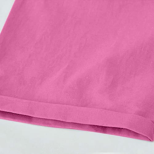 Cycle Shorts Shorts for Women Plus Size Bermuda Shorts Beach Holiday Stylish Breathable Lounge Shorts with Pockets(A32-Hot Pink,Large)