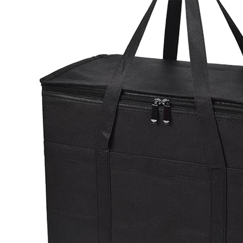 KLKCMS Insulated Grocery Bags Thermal Food Carrier Portable Large Capacity Handbag Reusable Bags Insulated Bags for Hiking Fresh Seafood, Black With Bottom