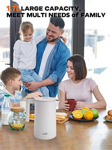 JOYHILL Electric Kettle Temperature Control,6 Variable Temperature Tea Kettle, Stainless Steel Interior 12 Hours Keep Warm,1500W Hot Water Boiler with STRIX Thermostat and Boil-Dry Protection,White