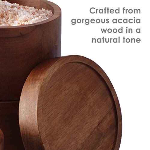 Rachael Ray Pantryware Wood Salt Cellar Stacking Set / Wood Salt Box Stacking Set3 piece, Brown