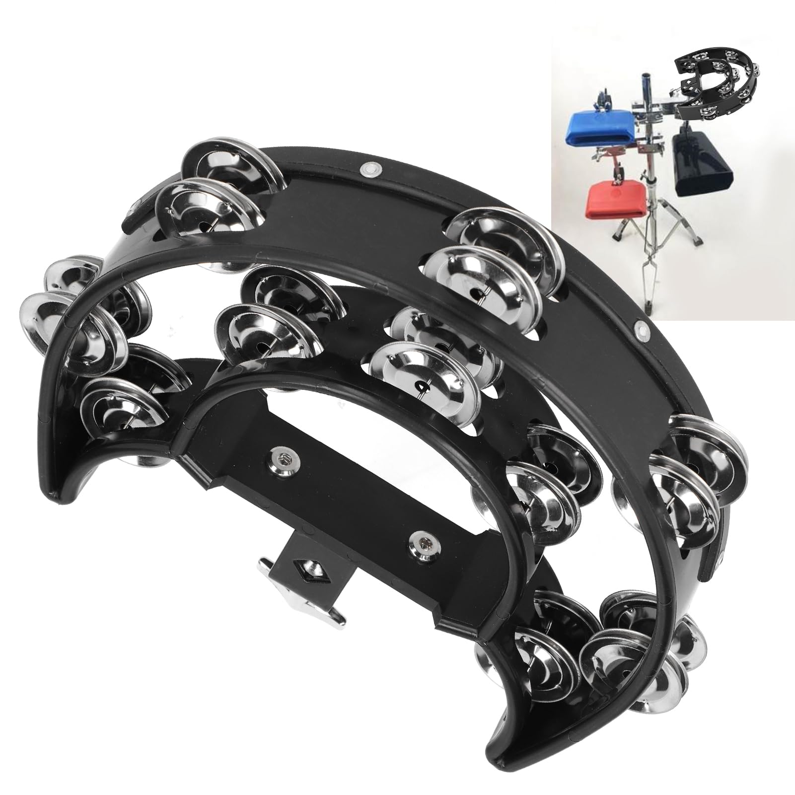 Hi Hat Bell Portable Hi Hat Tambourine for Guitarists for Friends Gathering,Hands on the piano