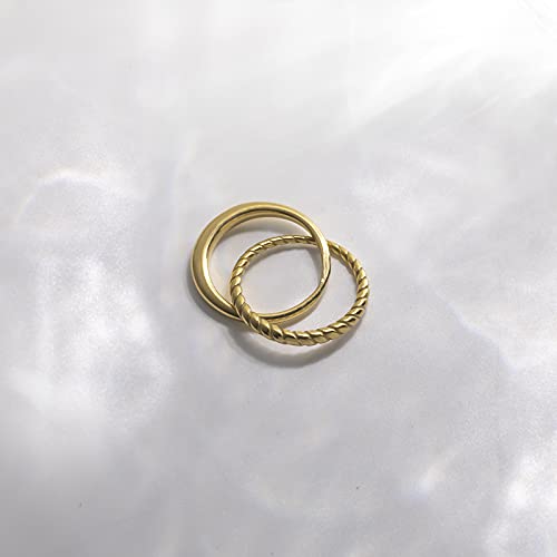 Aruiliya Double Interlocked Rolling Ring, 14K Gold Plated Plain Textured Thin & Twisted Stacking Band Ring, Simple Delicate Minimalist Stackable Rings Jewelry for Women Girls