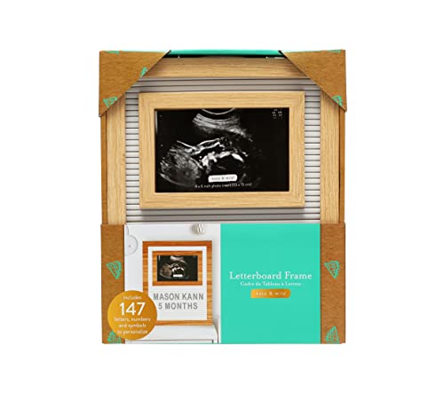 Kate & Milo Sonogram Wooden Letterboard Set, Sonogram Frame Message Board for Sharing Pregnancy Milestones and Baby Growth Progression, Gender-Neutral Nursery Décor Accessory, White