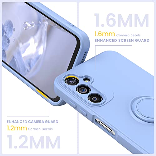 DagoRoo for Samsung Galaxy A14 5G Liquid Silione with Tempered Glass Screen Protector Case, Galaxy A14 5G with Kickstand Soft Slim Shockproof Protective Cases | Anti-Scratch Microfiber Lining (Purple)
