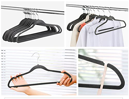 Yaheetech 100 Pack Non Slip Velvet Hangers Heavy Duty Suit Hangers Flocked Coat Suit Hangers Space Saving Clothes Hangers with 360° Swivel Hook, Gray
