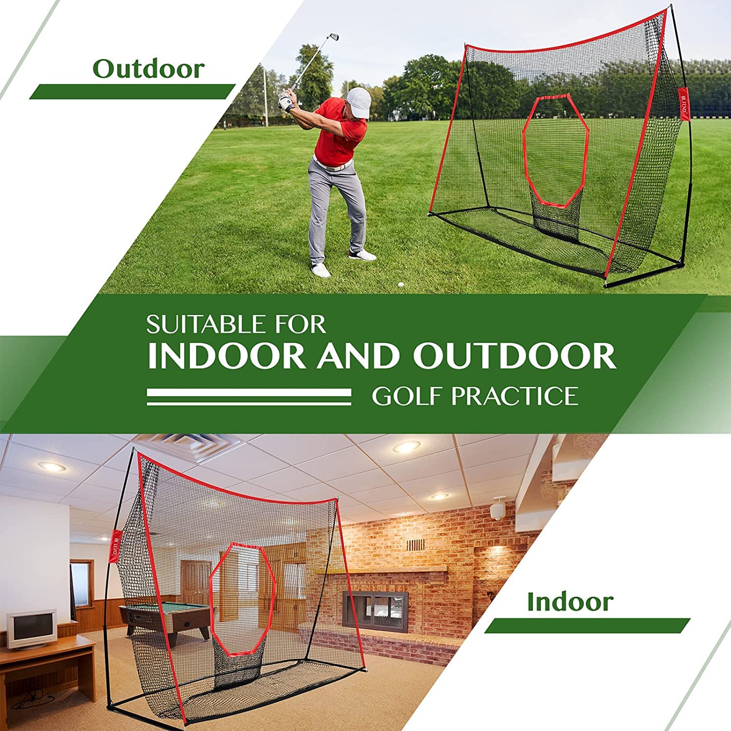 Bltend Golf Net - 10x7ft Heavy Duty Golf Practice Nets for Backyard Driving with Golf Mat, 7 Golf Tees, 8 Golf Balls, Golf Hitting Driving Net for Indoor Outdoor Use - Perfect Golf Training Equipment