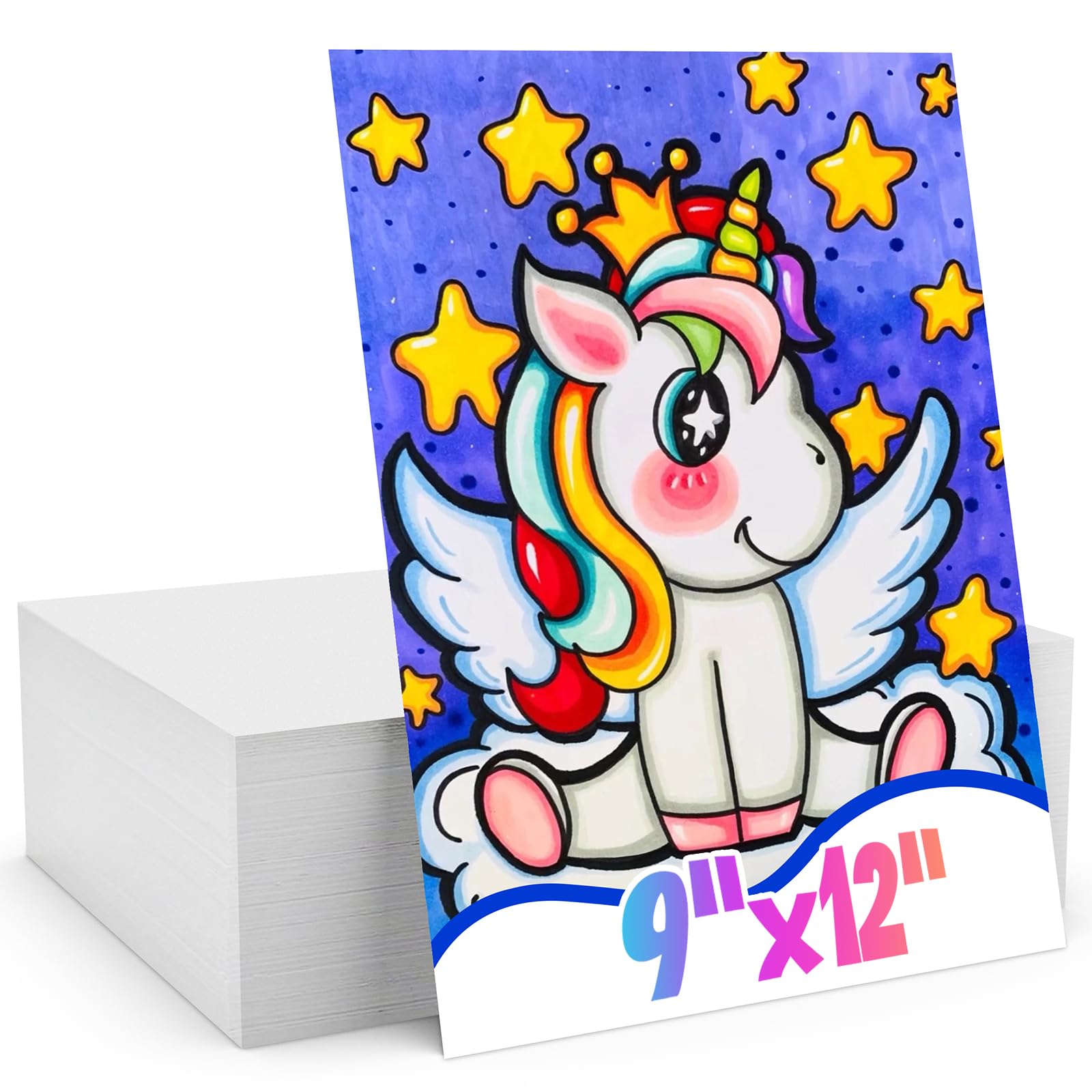 Drawing Paper, 9" x 12" Craft Art Paper, 90 Sheets Artist Painting Coloring Drawing Sketching Easel Poster Paper Bulk, Art Supplies for Kids Adults, White Construction Bulletin Board Paper