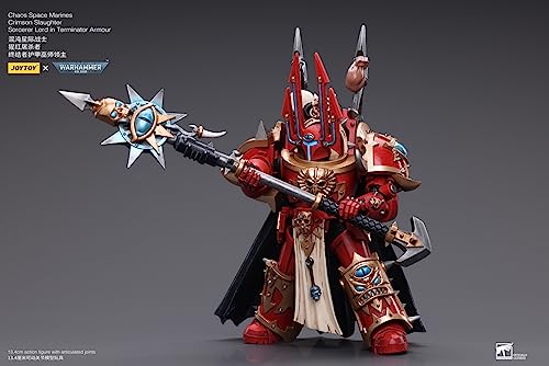 JoyToy Warhammer 40K: Chaos Space Marines Crimson Slaughter Sorcerer Lord in Terminator Armour 1:18 Scale Figure