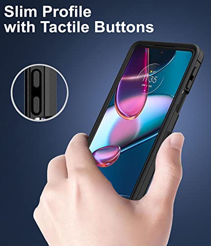 Dahkoiz for Motorola Edge Plus(2022) Case, Moto Edge Plus 5G UW 2022 Case with Dust-Proof Cap, Full Body Protection Silicone Rubber Cover Phone Case for Motorola Edge Plus(2022), Black