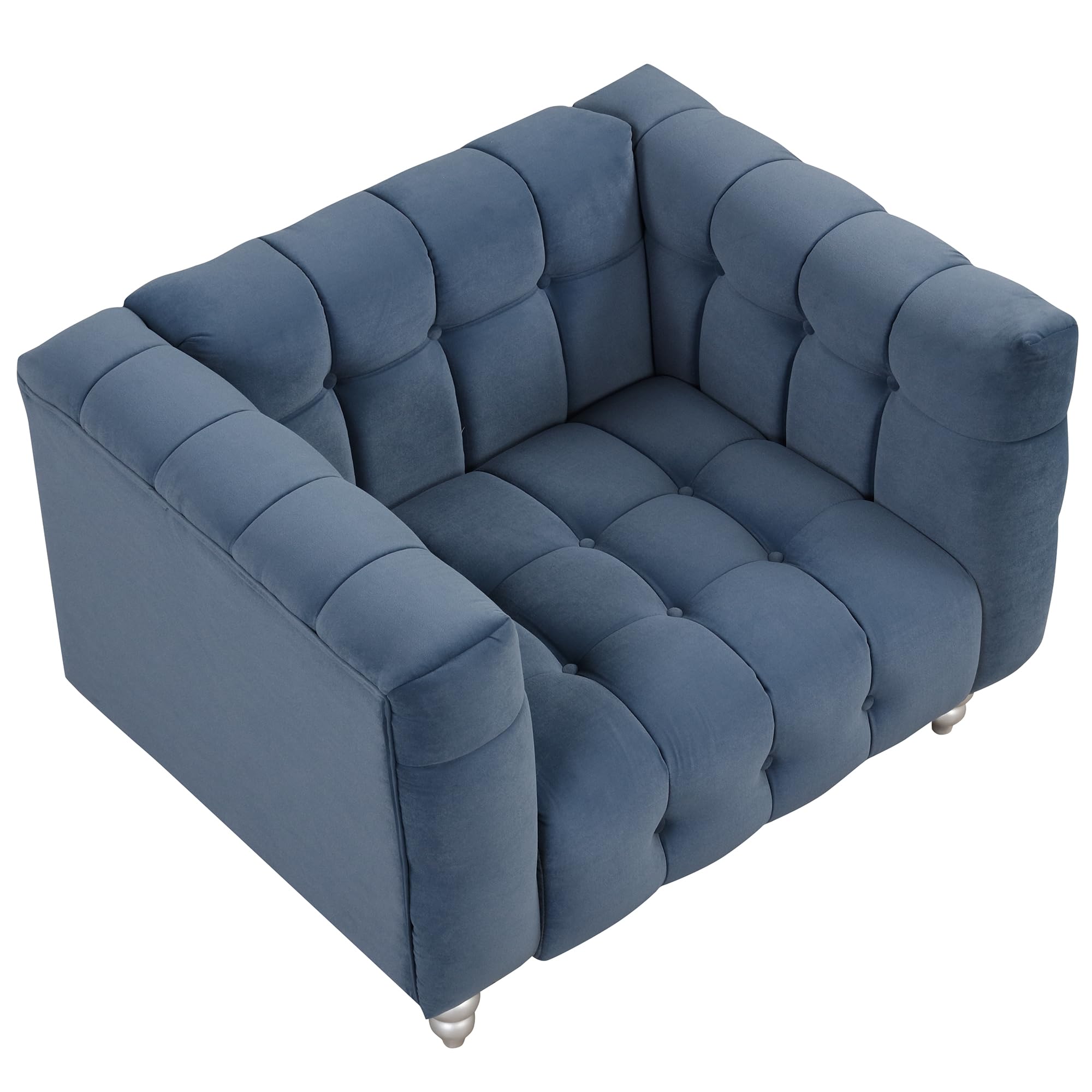 Merax, Blue 89" Modern Dutch Fluff Comfortable Upholstered Sofa Loveseat with Solid Wood Legs,Buttoned Tufted Backrest,Living Room Furniture
