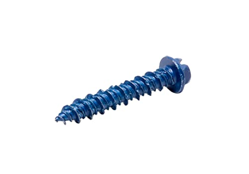 Wej-It Wej-Con Concrete Screws,1022 Heat Treated Carbon Steel, Blue R-Blocker Finish (3/16" x 1-1/4", Hex Head)