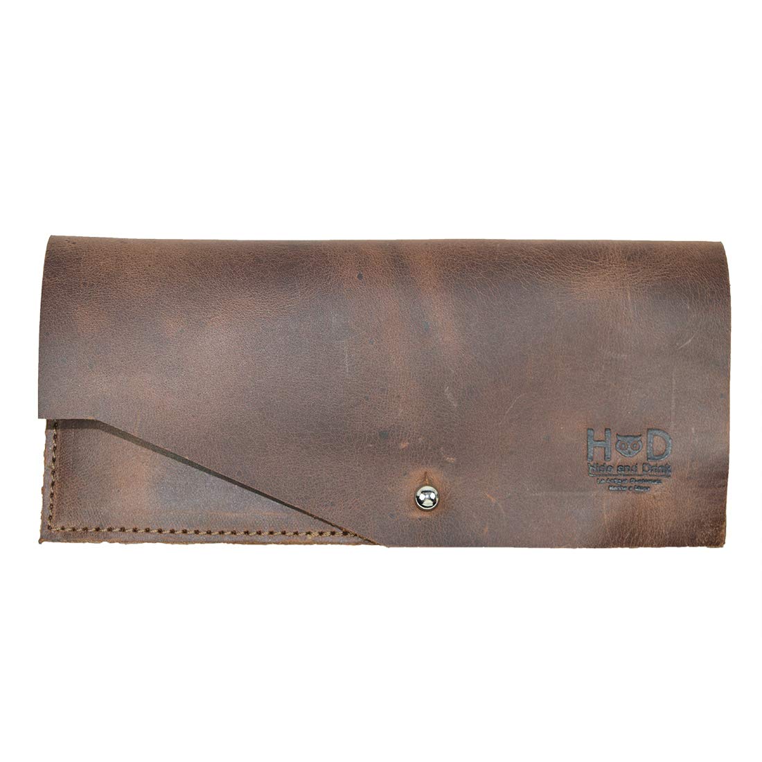 Hide & Drink, Folio Wallet, Holds Up to 10 Cards/Internal Pouch for Coins or SD Cards/Flat Bills/Travel/Case/Stylish/Vintage, Handmade :: Bourbon Brown