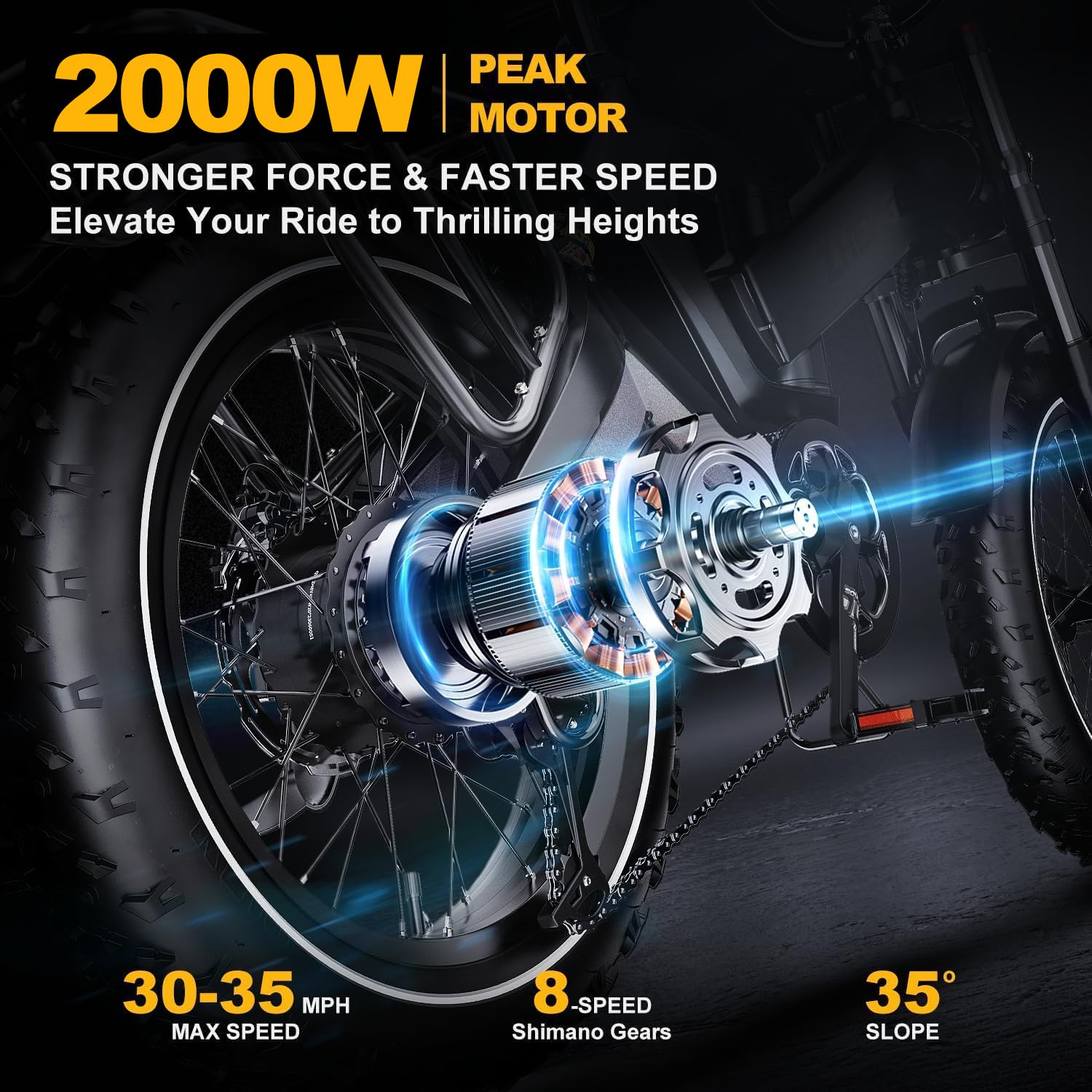 bluebiko 1000W/1500W/20000W Motor Folding Electric Bike for Adults,35MPH 100 Miles Long Range,48V 25Ah Removable Battery, 20" Fat Tire Foldable Ebikes,Hydraulic Disc Brake E-Bikes