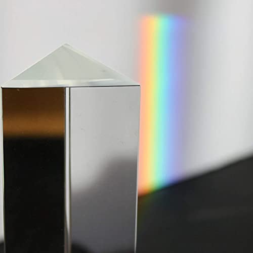 Equilateral Prism FMHXG Crystal 3.54inch Optical Glass Triangular Prism for Teaching Light Spectrum Physics and Photo Photography Prism, 20x20x90mm