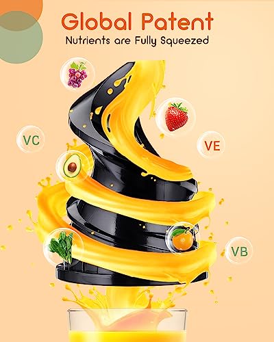 SOVIDER Compact Slow Masticating Juicer Machines- Up to 92% Juice Yield and 3.1" Wide Chute Cold Press Juicer for High Nutrient Fruits Vegetables Easy Clean with Brush Pulp Measuring Cup Reverse