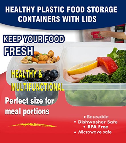 Meal Prep Containers 7-16 Pack Bento Lunch Boxes - 3 Compartment Food Storage Container with Lids (Colorful, 7-3)
