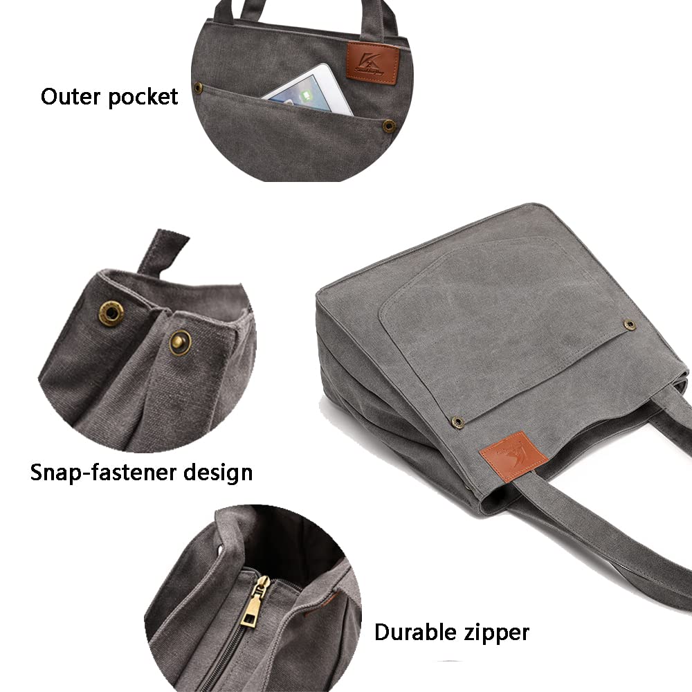 Barsine Canvas Bags with Zipper Handles Heavy Duty Medium Size Shoulder Handbag for Work School Tote Purse Camel