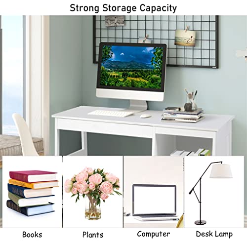 CZDYUF 47.5" Computer Desk Stand Desk Writing Study Workstation with Shelves and 2 Drawers