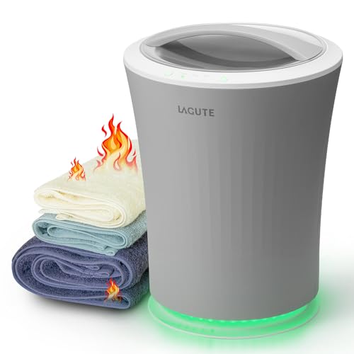 Lagute iSnug Towel Warmer for Bathroom, with 3-Level Timer, Warning Alarm RGB Light, Auto Shut-Off, 5.3 Gal Heating Bucket for Bathrobe, Blanket, Gray