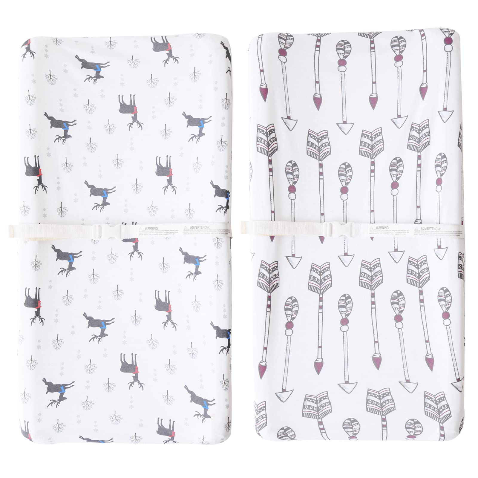 Gina Era Changing Pad Cover, 100% Jersey Knit Organic Cotton Changing Pad Covers, Super Soft and Comfortable, 2 Pack, Diaper Changing Pad Cover for Baby Girl and Boy (Black)