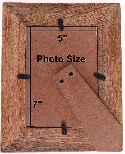 indoStrides Hand Carved Mango Wood 5x7 Picture Frame for Tabletop use
