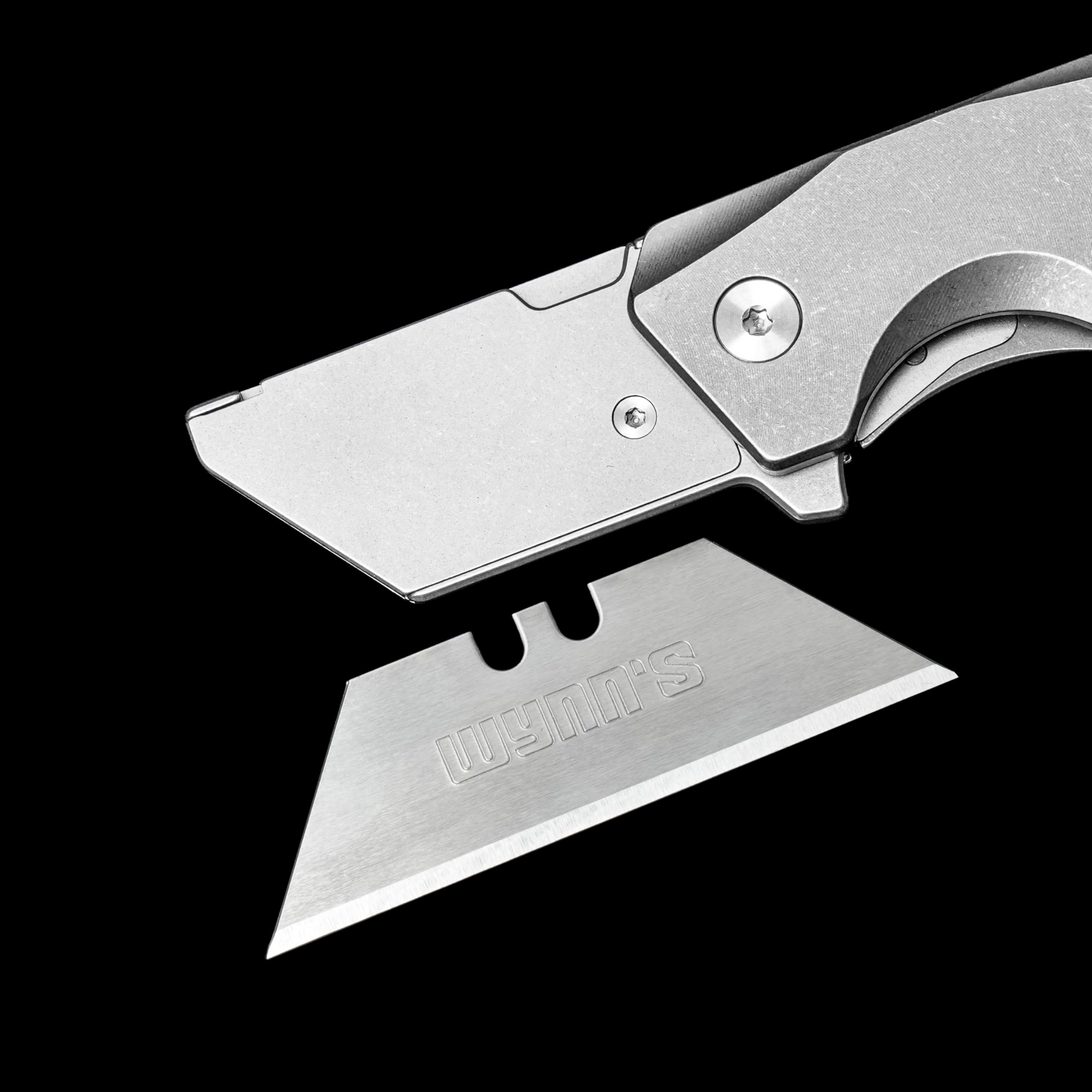 TGZUO Titanium Folding Utility Knife with Clip Mini EDC Box Cutter Flipper Pocket For Outdoor 10pcs Carbon Steel Replacement Blades