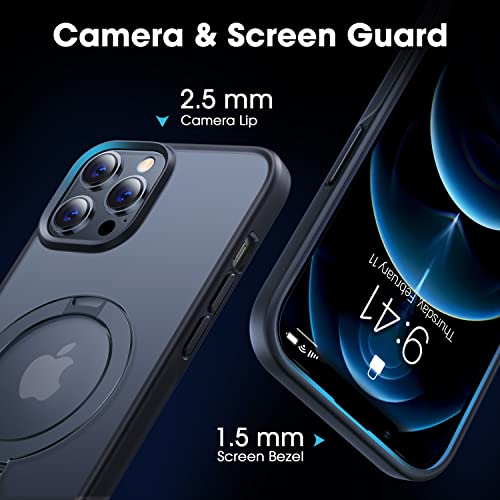 CASEKOO Designed for iPhone 12 Pro Max Case with Magnetic Invisible Stand [Military Drop Protection] [Compatible with MagSafe] Shockproof Slim Translucent Matte Cases 6.7 Inch 2020, Black