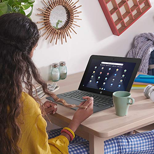 HP 2022 Chromebook 11.6 Inch Laptop, Intel Celeron N3350 up to 2.4 GHz, 4GB RAM, 32GB eMMC, WiFi, Webcam, USB Type C, Chrome OS + YSC Accessory (Zoom or Google Classroom Compatible)