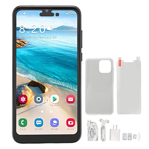 I14pro 4G Cell Phone, 6.1in IPS HD Screen, 4GB RAM 64GB ROM, Dual Card Dual Standby, 16MP Rear 8MP Front, 4000mAh Battery, Face Unlocked Android 11 Smartphone(Black)