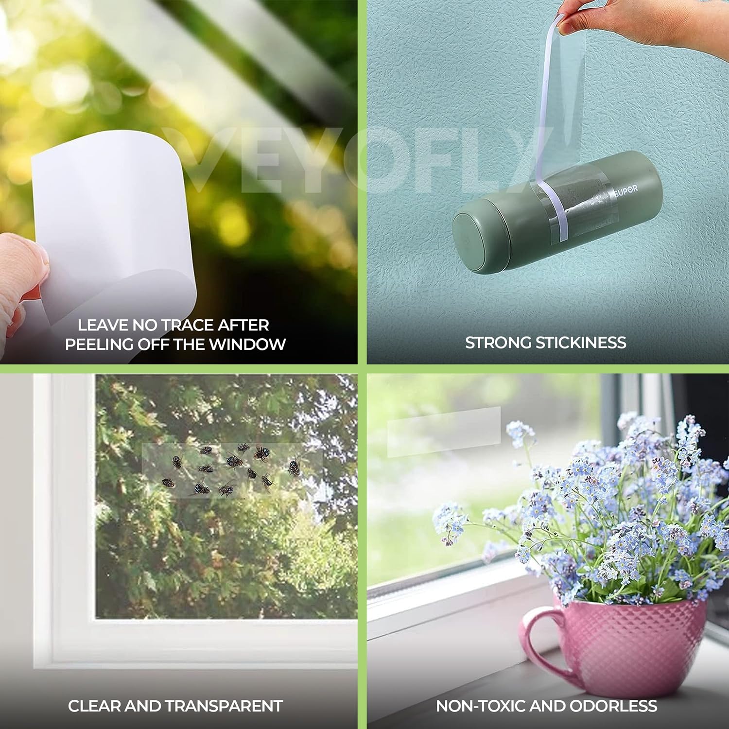 Veyofly Sticky Traps for Plants and Windows, Bundle with 5 Yellow Sticky Traps for Gnats & 5 Window Fly Traps -Gnat Trap, Bug Sticky Traps, Fungus Gnat Trap, Fly Strips, Fly Tape- Pack of 10β