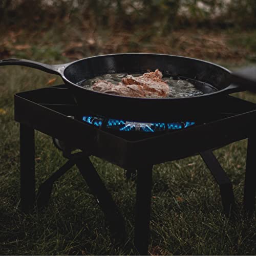 GasOne Single Burner Propane Stove β Square Heavy-Duty Propane Burner β Outdoor Burner with Adjustable 0-20PSI Regulator and Steel Braided Hose β Ideal for Home Brewing, Turkey Fry