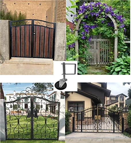 Gate Caster 4”and 5", Heavy Duty Gate Caster Wheel with Spring Loaded,Universal Mount Pate, 250-500 lbs Load Capacity, 4 and 5 Inches Rubber Wheel(Two PCS OR ONE PCS) (4 inch Without Brake, 1 pcs)