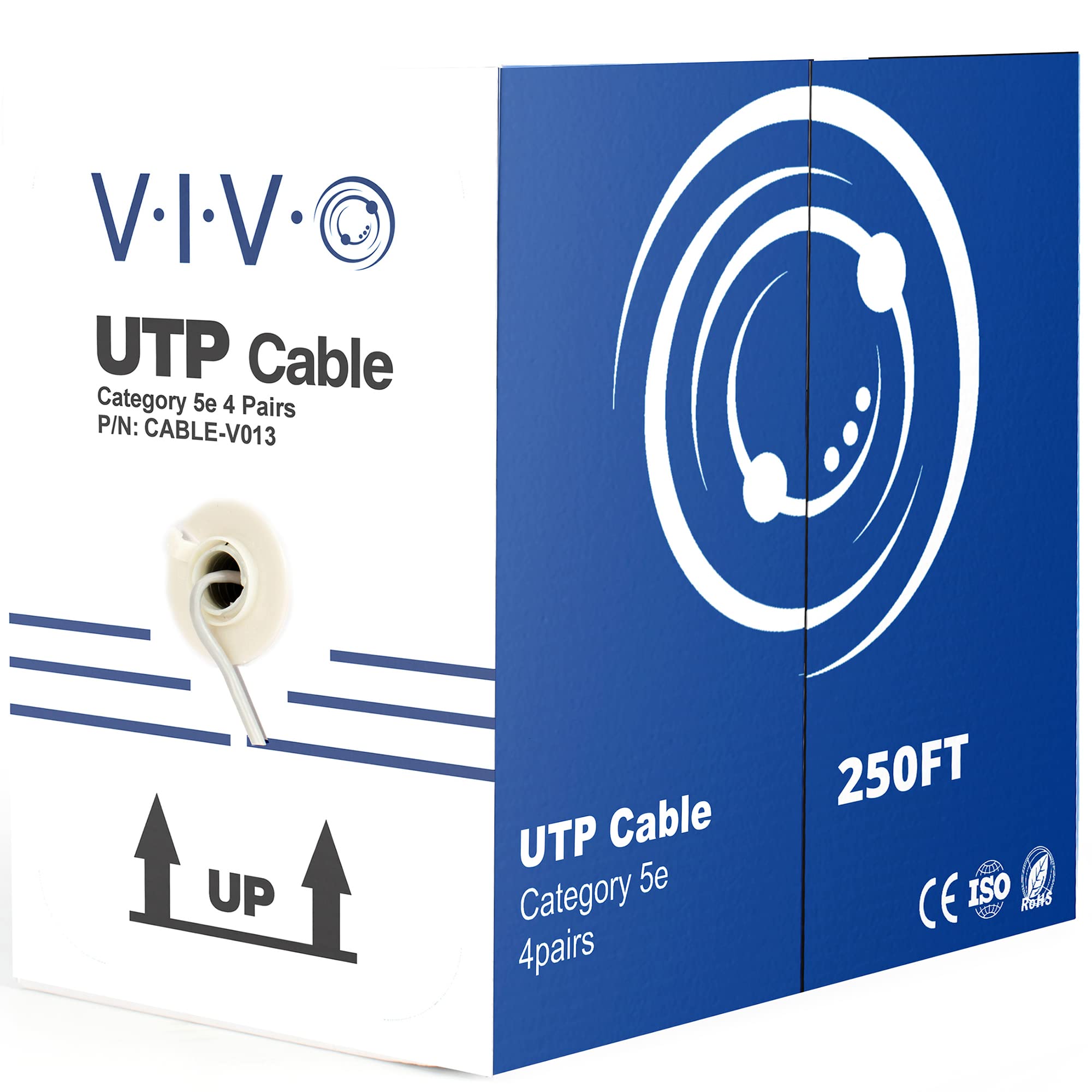 VIVO Gray 250ft Bulk Cat5e, CCA Ethernet Cable, 24 AWG, UTP Pull Box, Cat-5e Wire, Indoor, Network Installations CABLE-V013