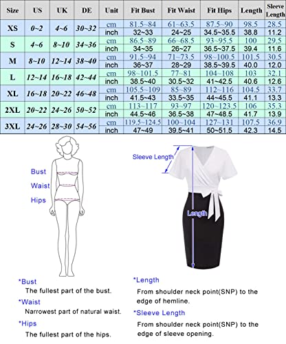 GRACE KARIN Wedding Guest Dresses for Women Elegant Wrap V Neck Ruched Work Business Bodycon Sheath Dress Black L
